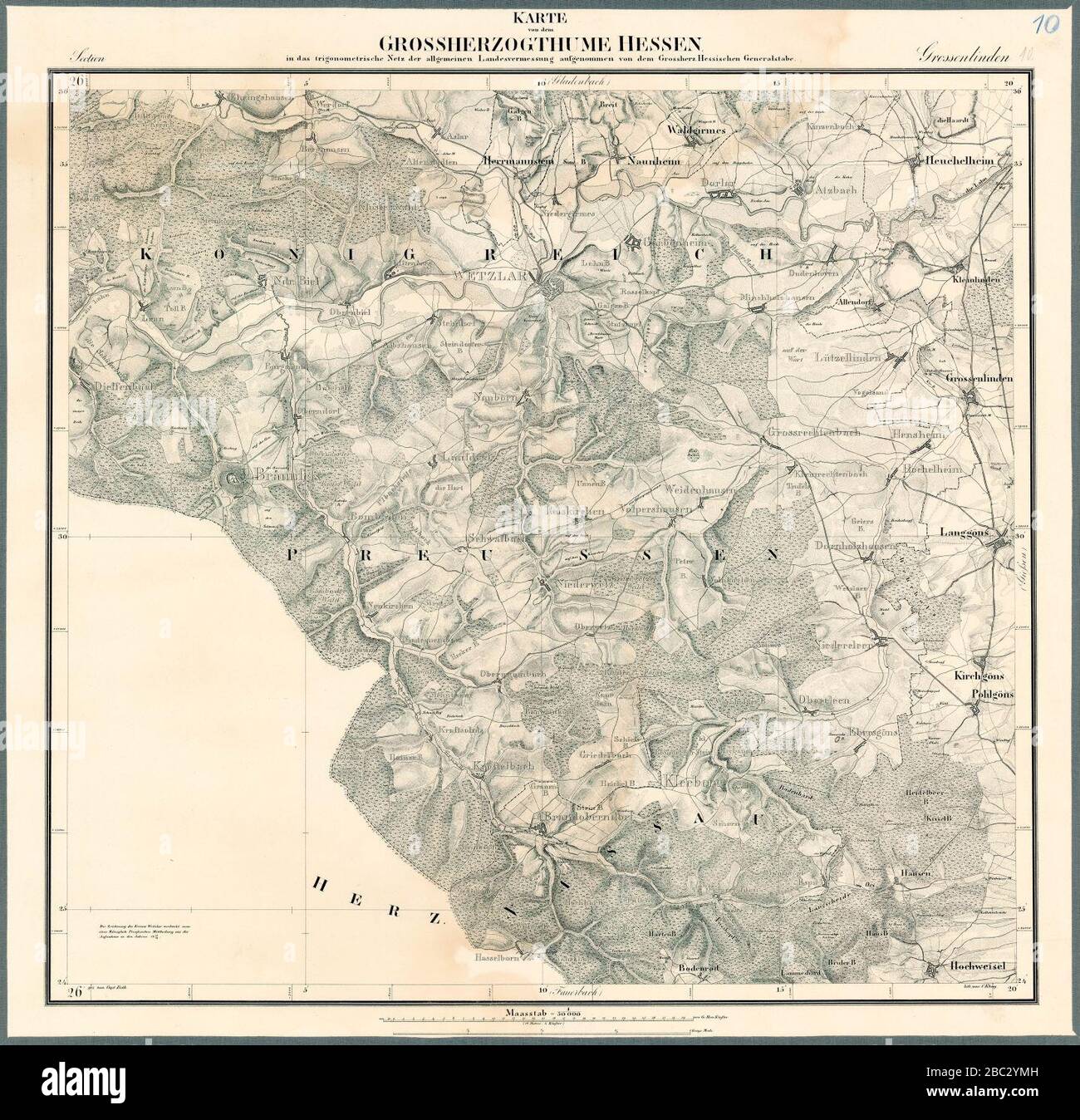 Grossherzogtum Hessen 1832-1850 Karte 10 Stock Photo - Alamy