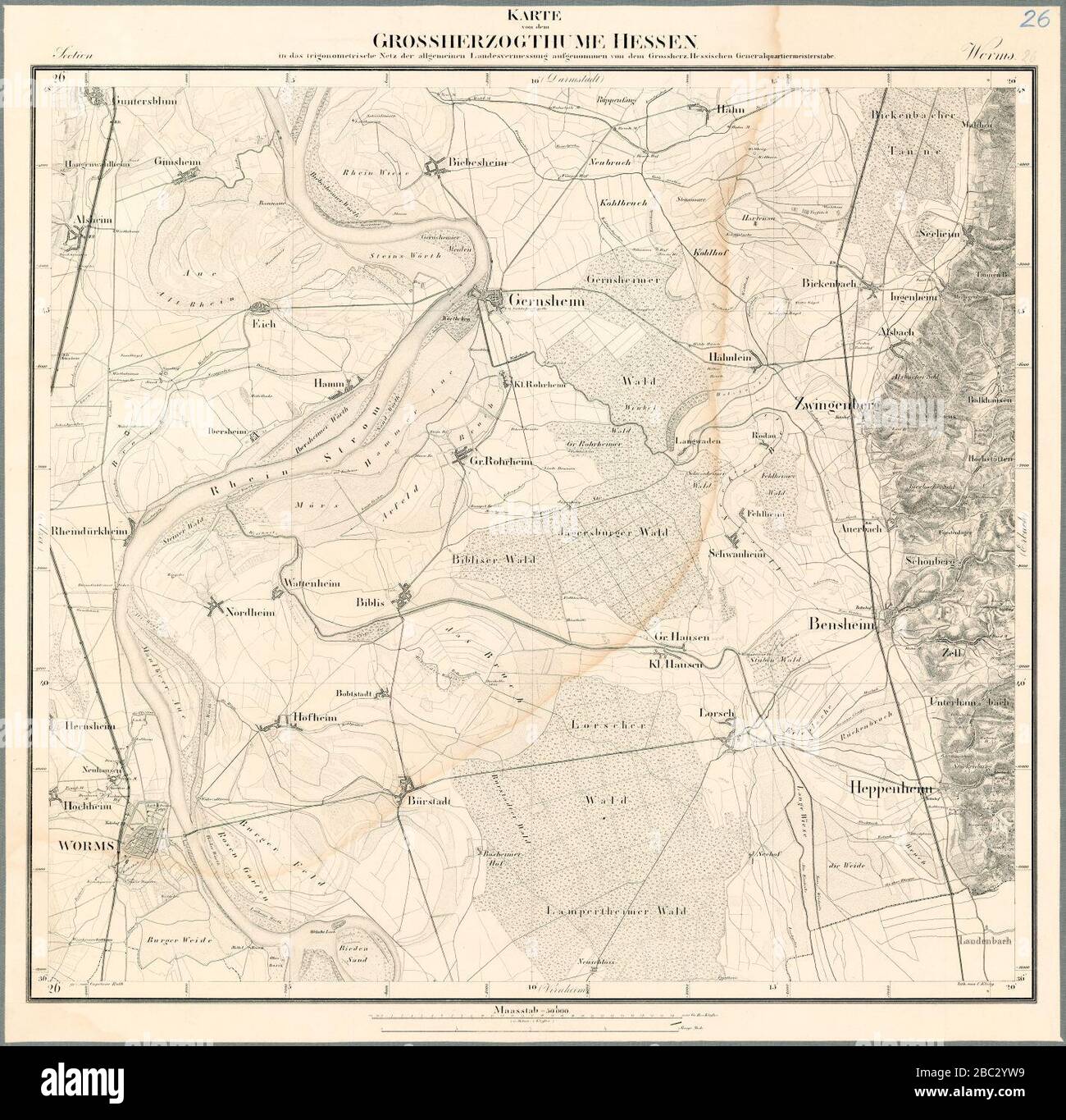 Grossherzogtum Hessen 1832-1850 Karte 26 Stock Photo - Alamy