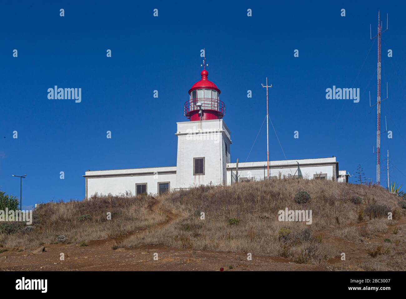 A lighthouse on the western tip of Madeira Island, Portugal Stock Photo ...