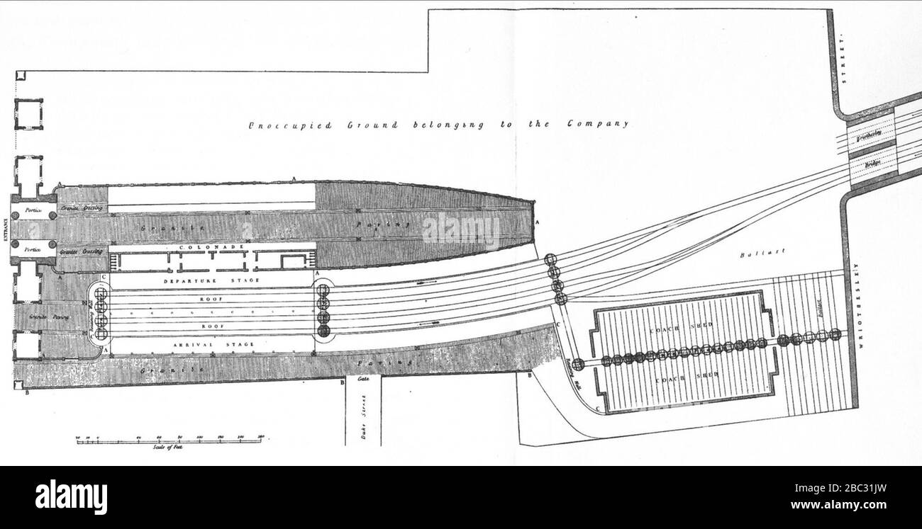Ground Plan of Euston Station, 1838 Stock Photo - Alamy