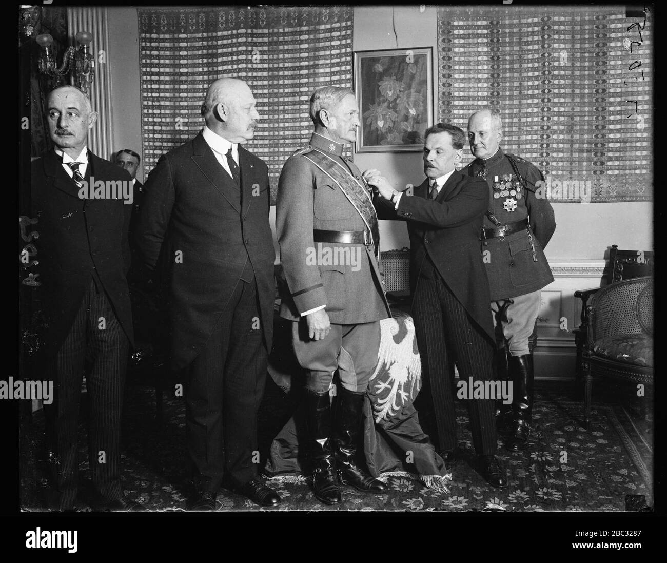 Group- John W. Weeks, 2nd from left, and John J. Pershing, center Stock ...