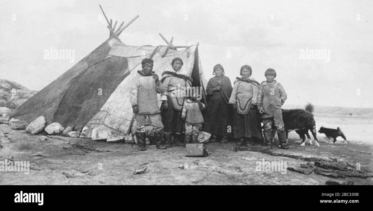 Group of Inuit Fort Chimo 1896 Stock Photo - Alamy