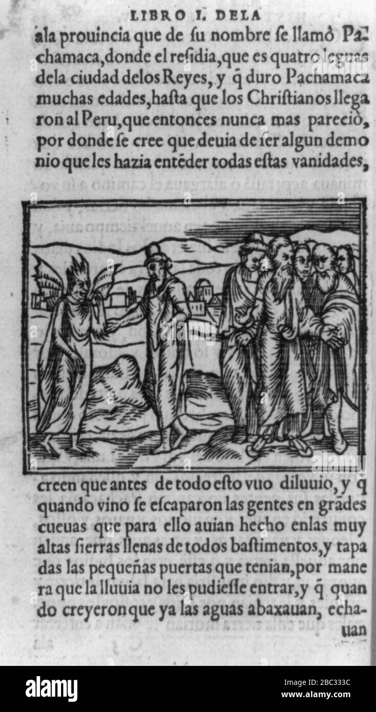 Group of men and a demon, Peru Stock Photo - Alamy