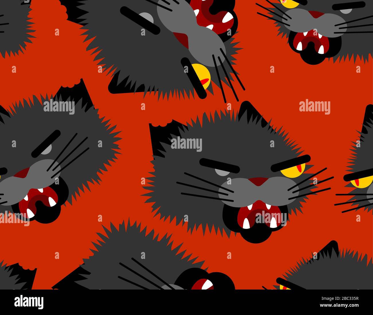 Angry cat pattern seamless. evil pet background. Animal vector texture ...