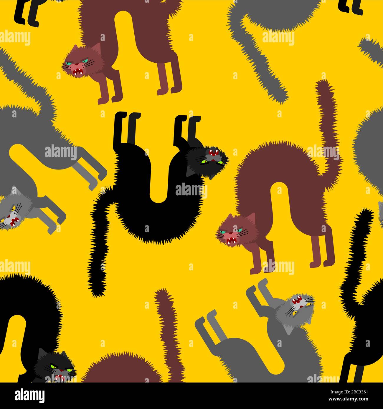 Angry cat pattern seamless. Attacker pet background. Animal vector ...