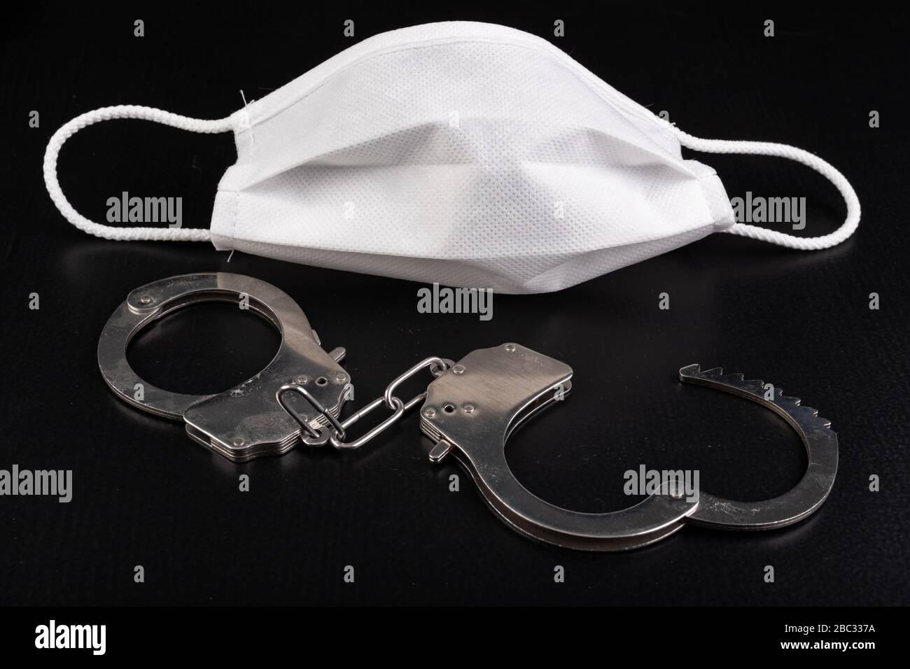 Hygienic mask to protect the face and handcuffs. Accessories for ...