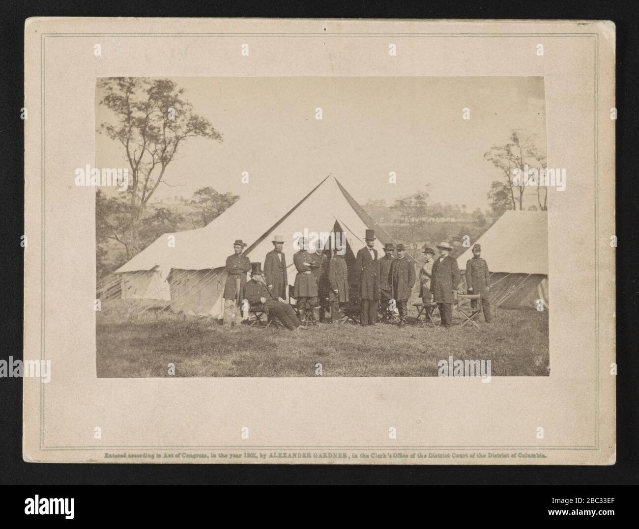 Group of President Lincoln, Gen. McClellan, and suite, at headquarters ...