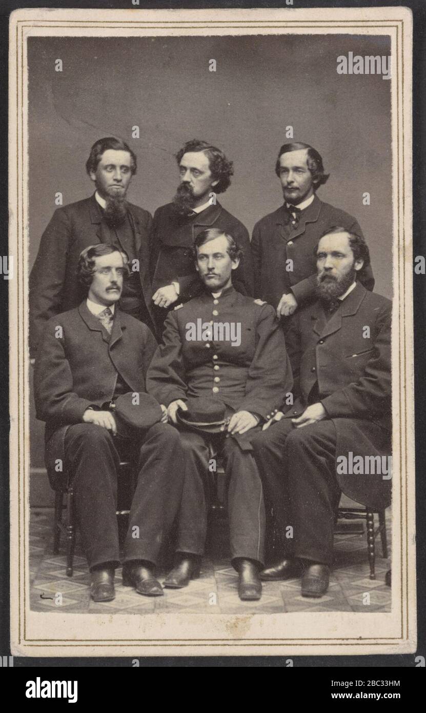Group of six men, one in Union uniform Stock Photo - Alamy