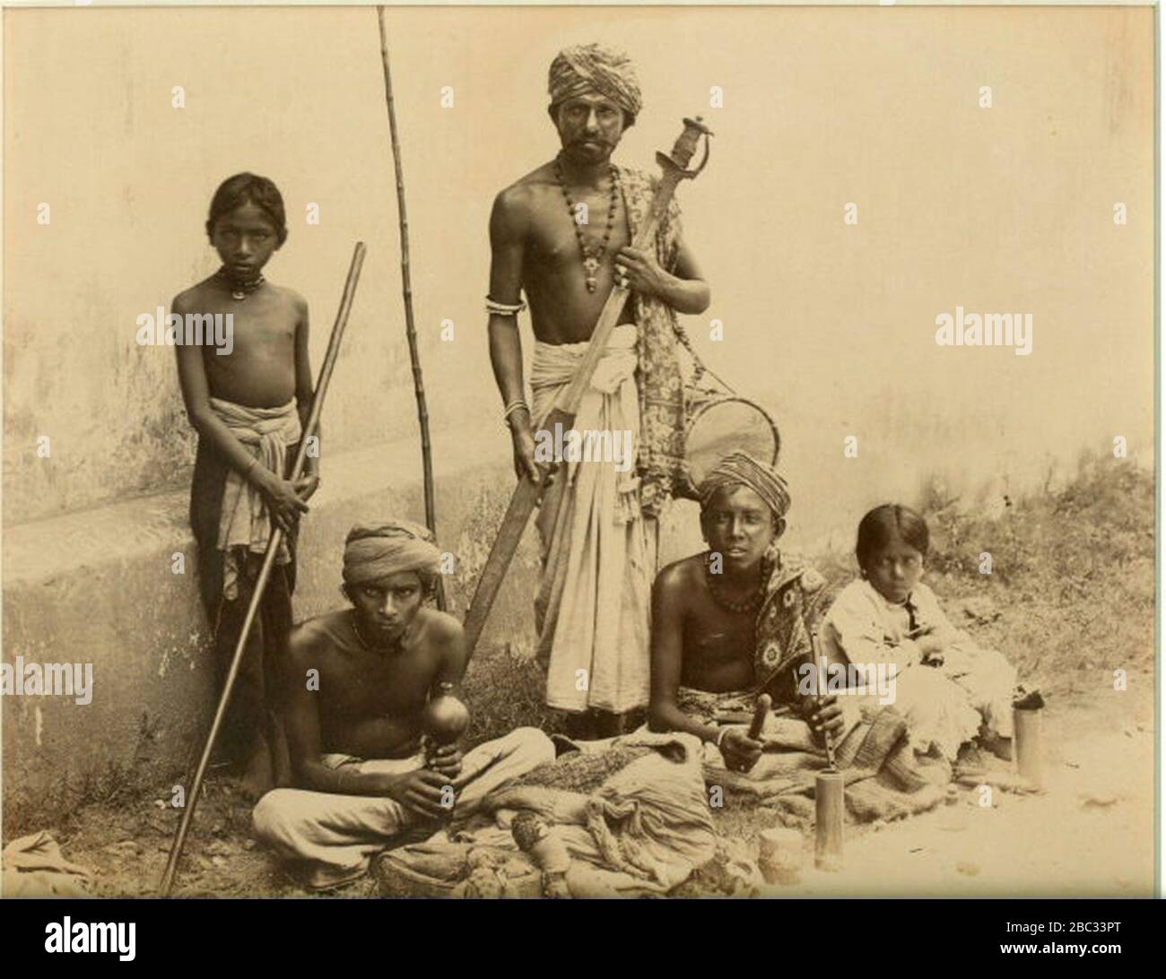 Group of street performers in India (c. 1870 Stock Photo - Alamy