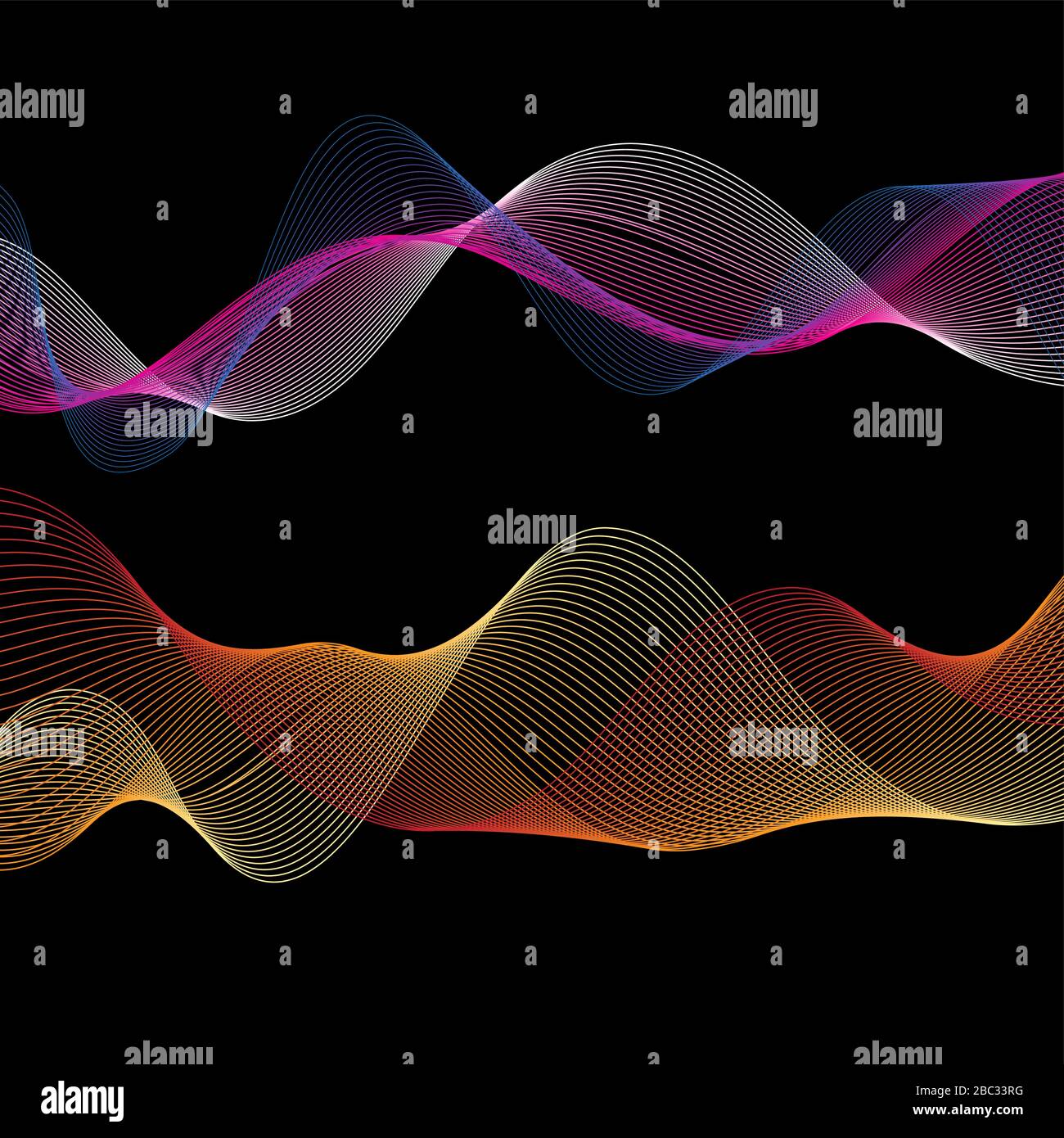 Vector beautiful linear color waves on a dark background Stock Vector ...