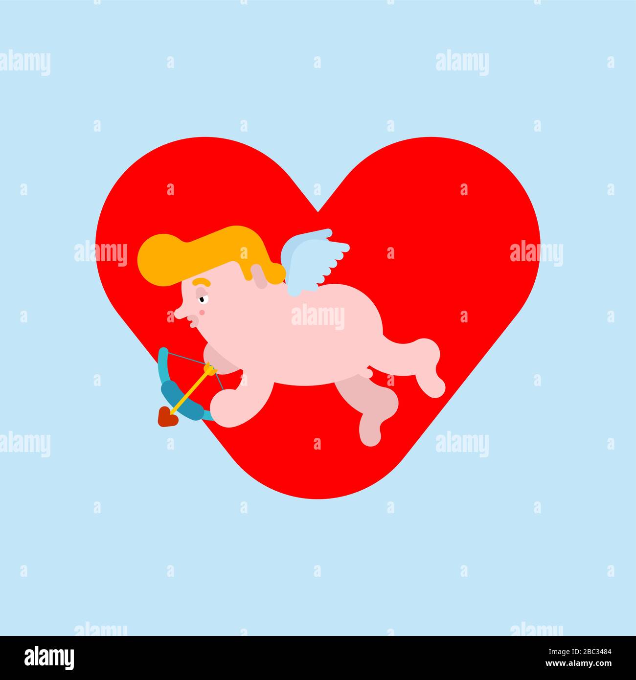 Cupid and heart isolated. Little angel cartoon. Valentines Day ...