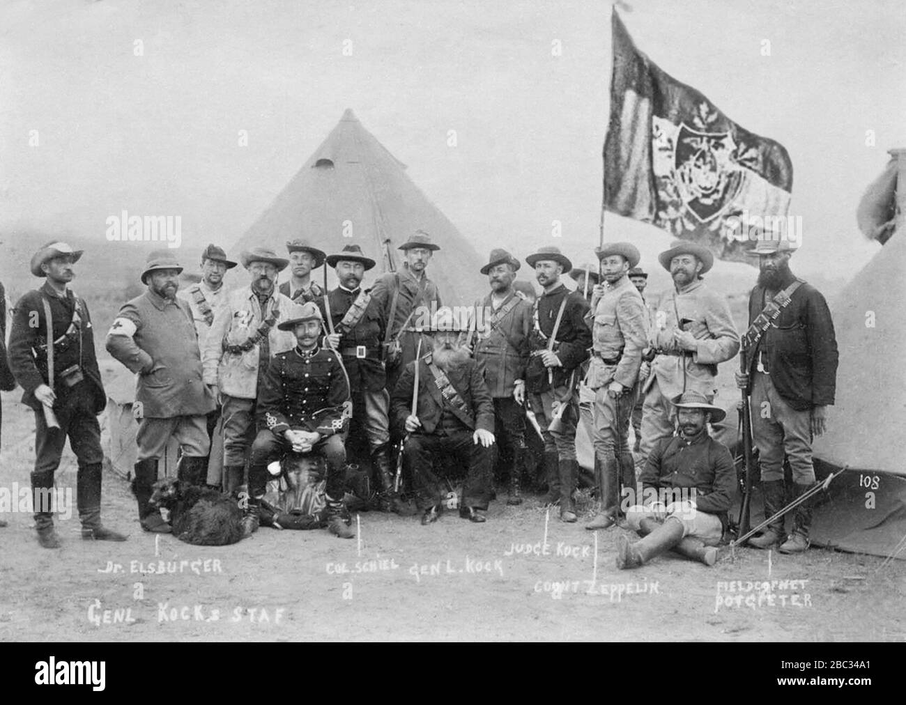 Group portrait of Boer General Kock and his staff before the battle of ...
