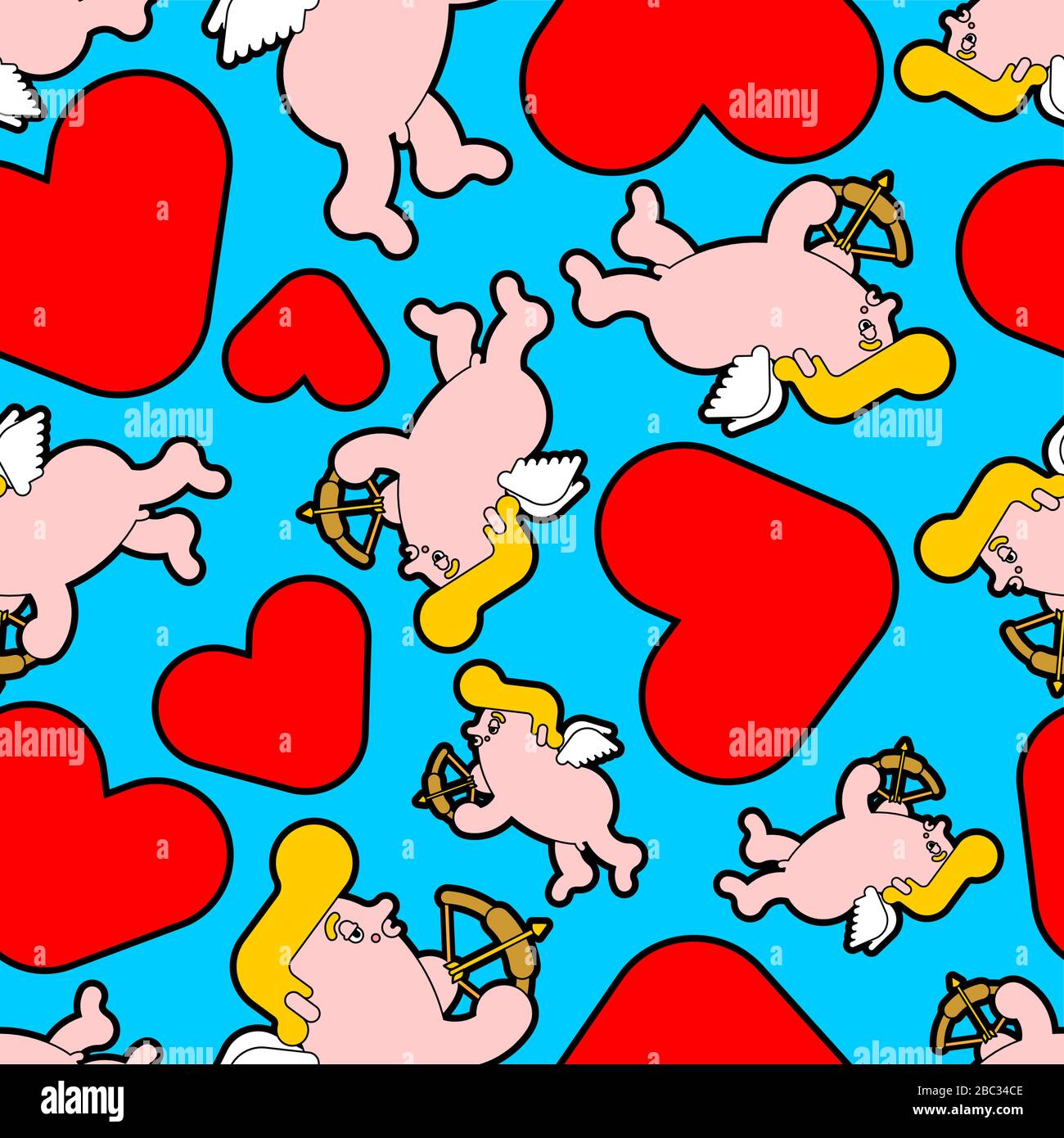 Cupid pattern seamless. Little angel cartoon background. Valentines Day ...