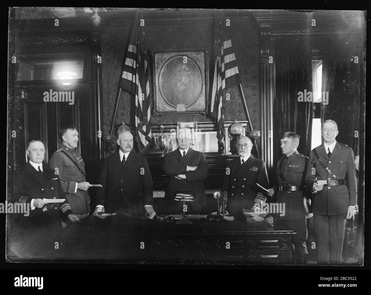 Group, including John W. Weeks, 3rd from left and Edwin Denby, center ...