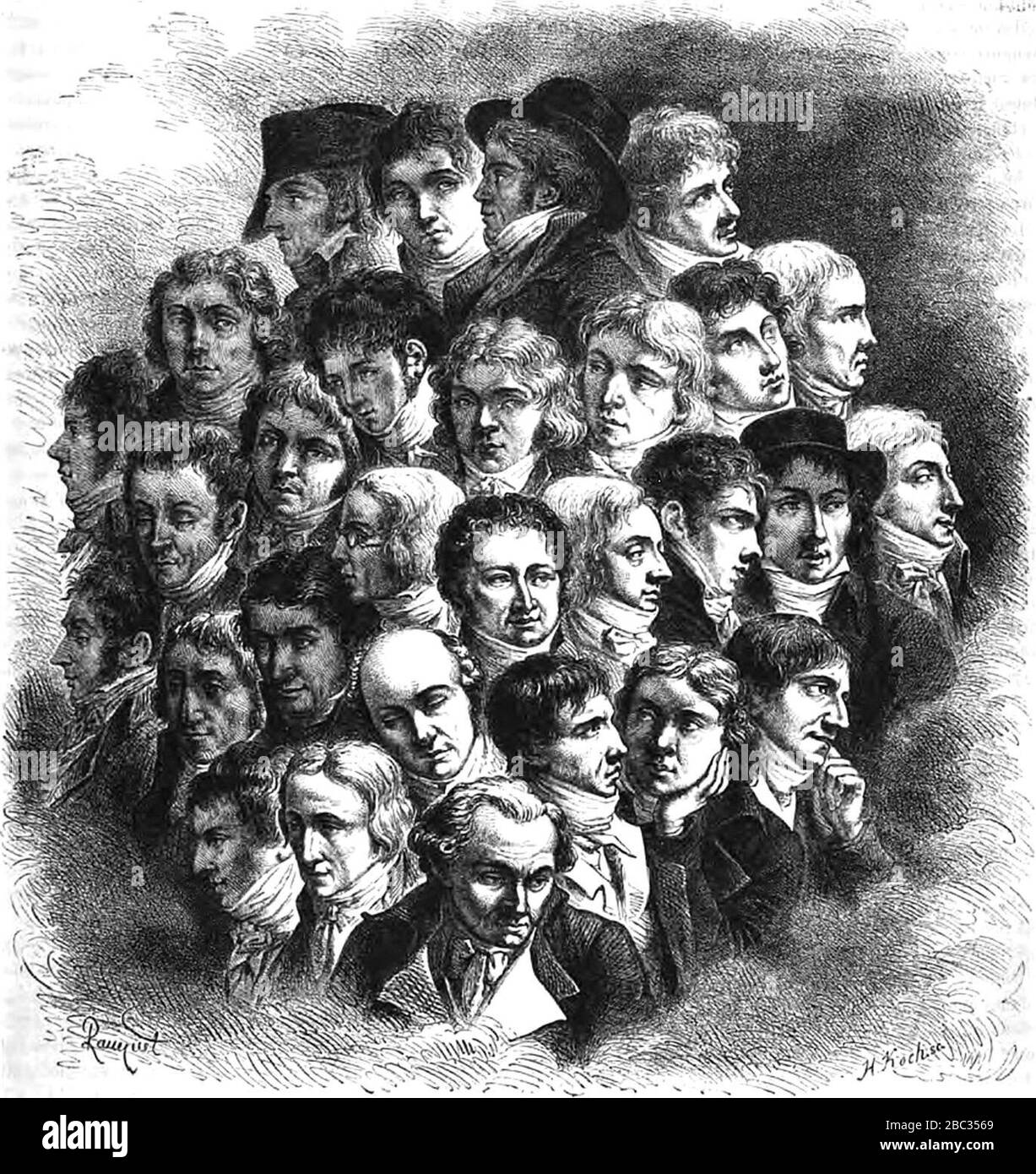 Groupe d'artistes, dessin de Pauquet, d'après Boilly Stock Photo - Alamy