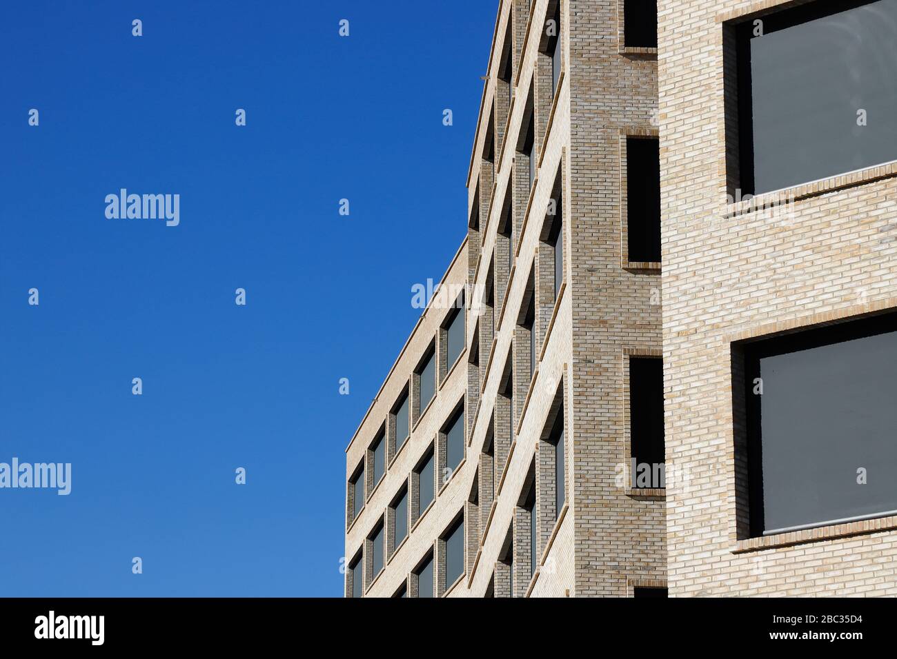 Exterior view of a modern multi storey office building wiith large ...