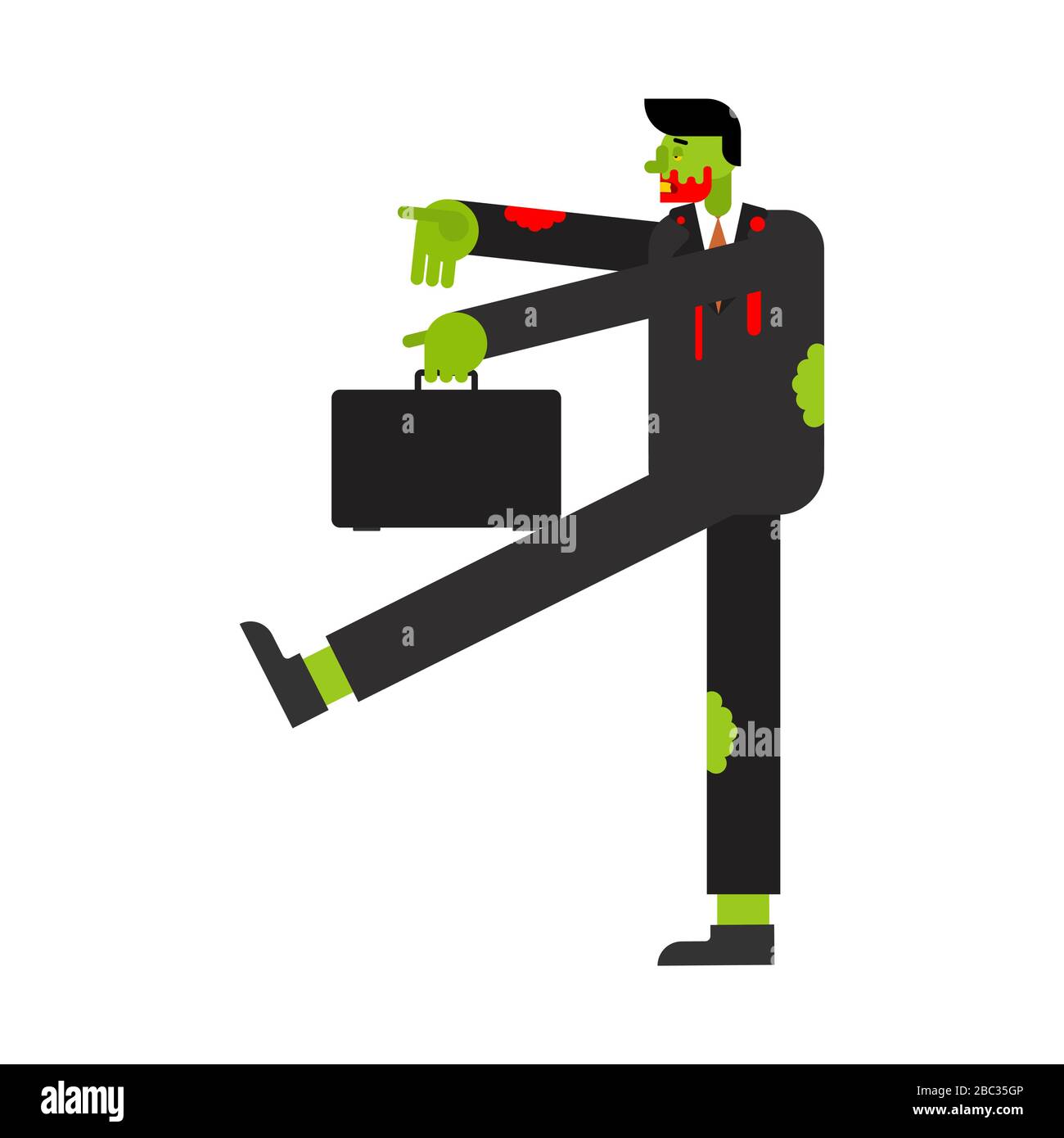 Zombie manager goes to work cartoon isolated. vector illustration Stock ...