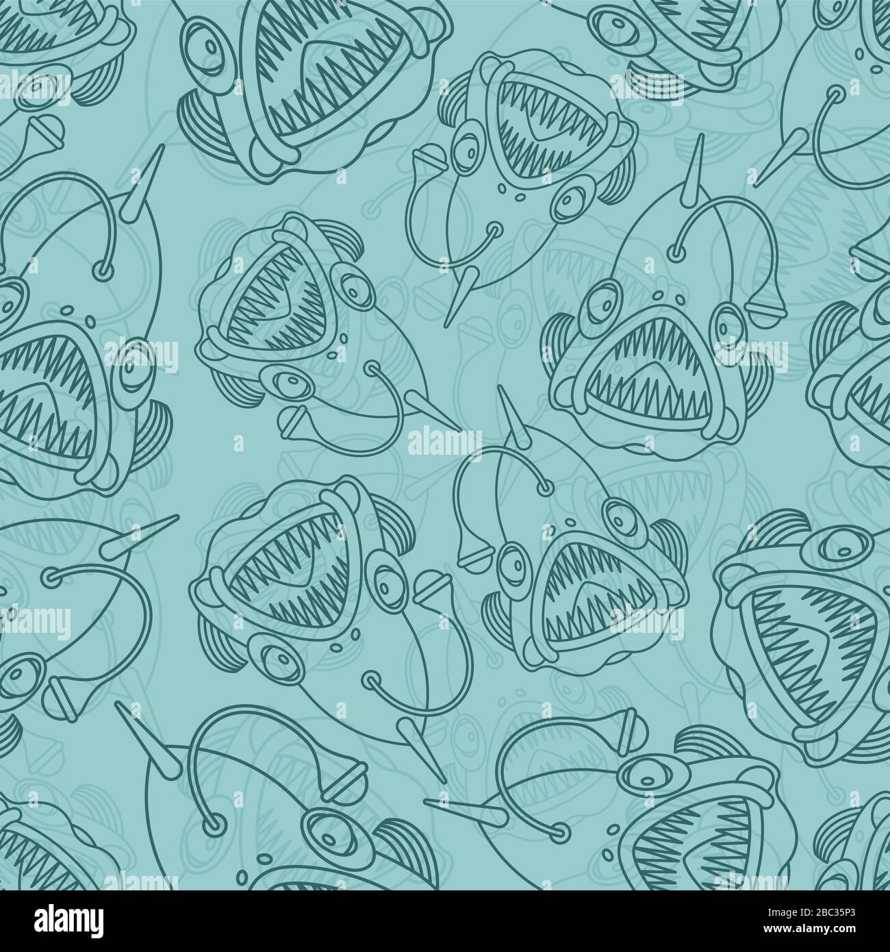 Deep sea fish pattern seamless. Angler background. vector texture Stock ...