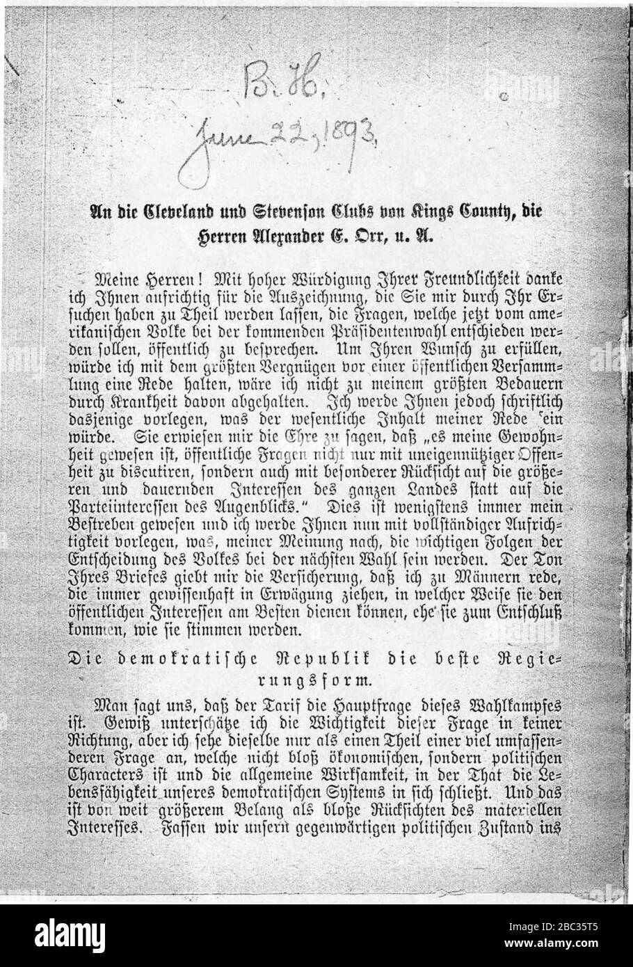 Grover Cleveland 1892 High Resolution Stock Photography and Images - Alamy