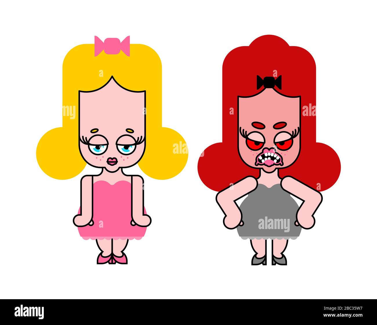 Cute and angry little girl cartoon isolated. girlie Vector illustration ...