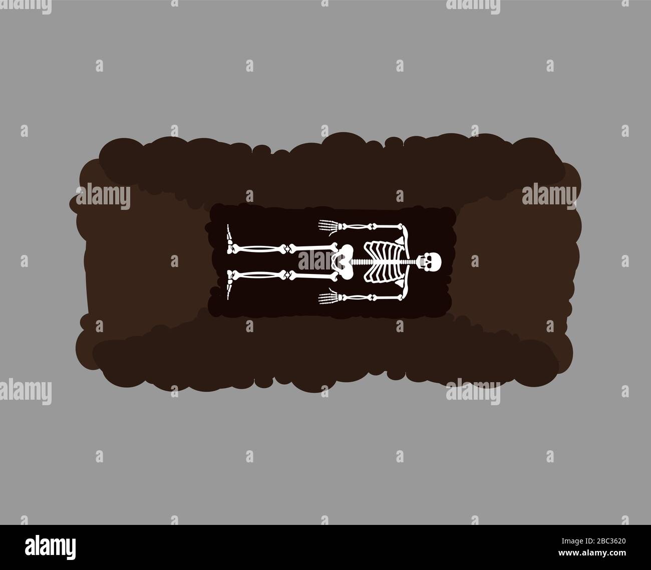 Skeleton lies in grave. Death vector illustration Stock Vector Image ...