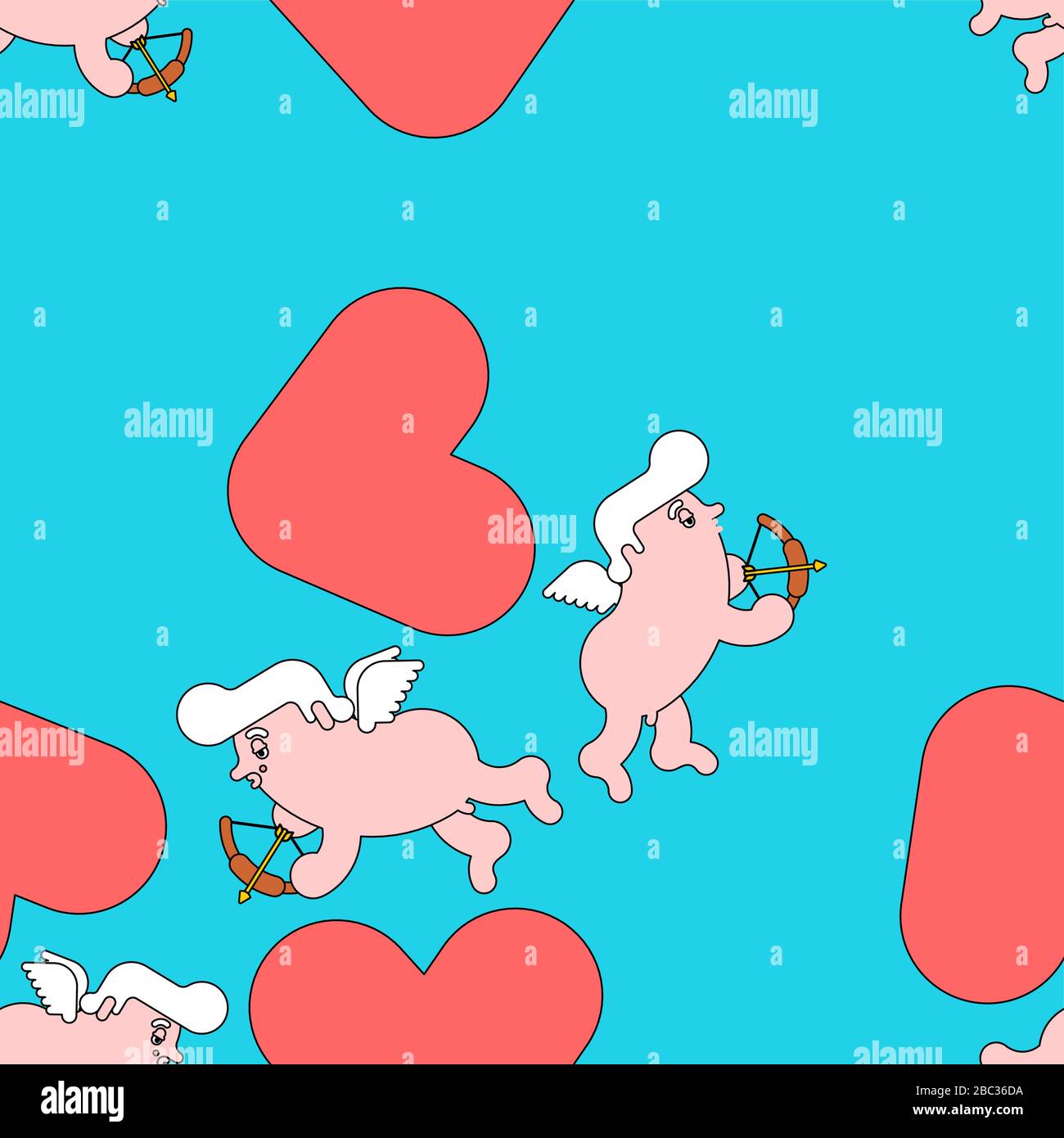 Cupid pattern seamless. Little angel cartoon background. Valentines Day ...