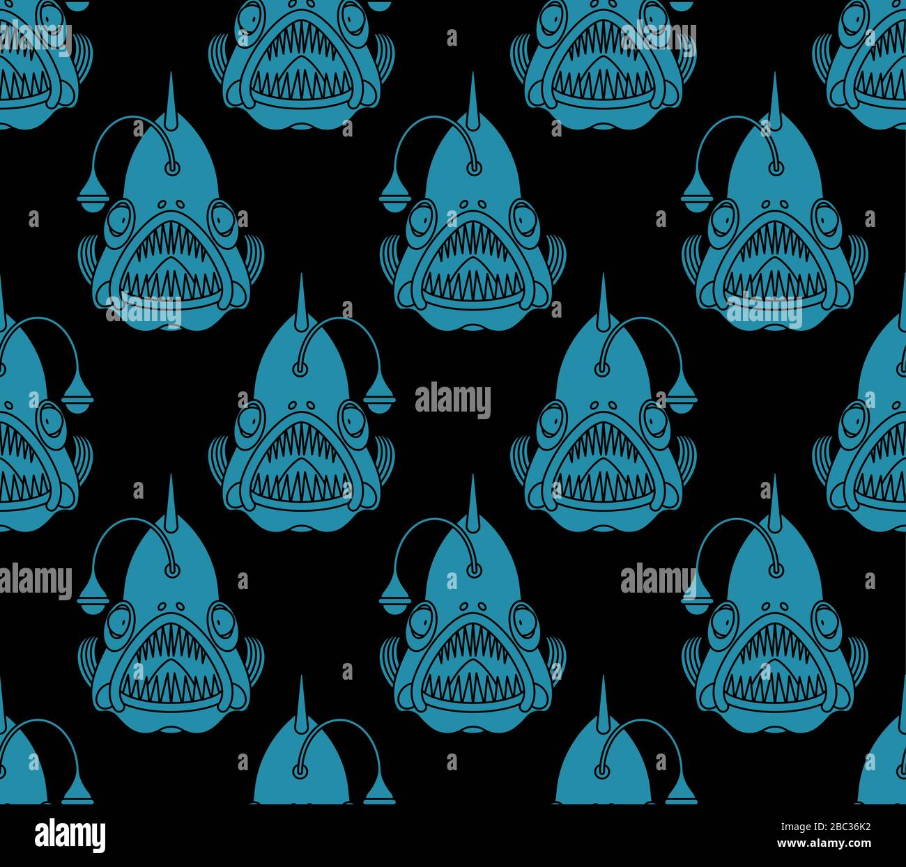 Deep sea fish pattern seamless. Angler background. vector texture Stock ...