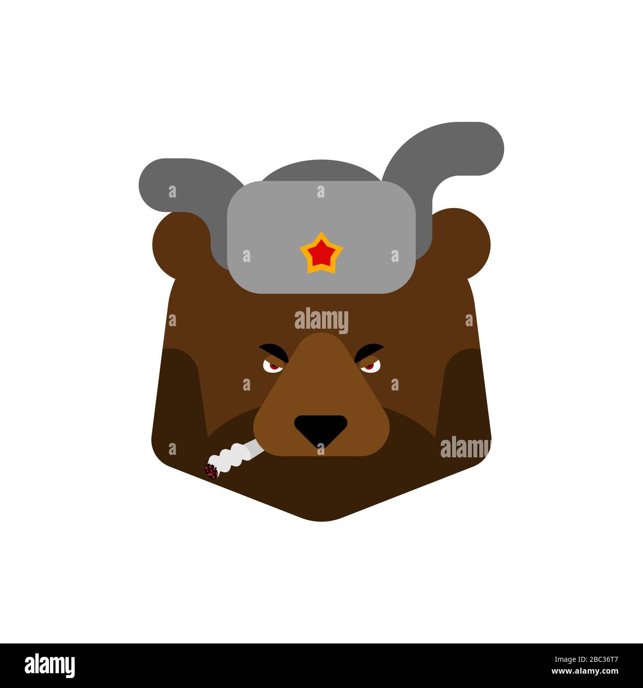 Russian bear with ear flaps. Russia animal face Stock Vector Image ...