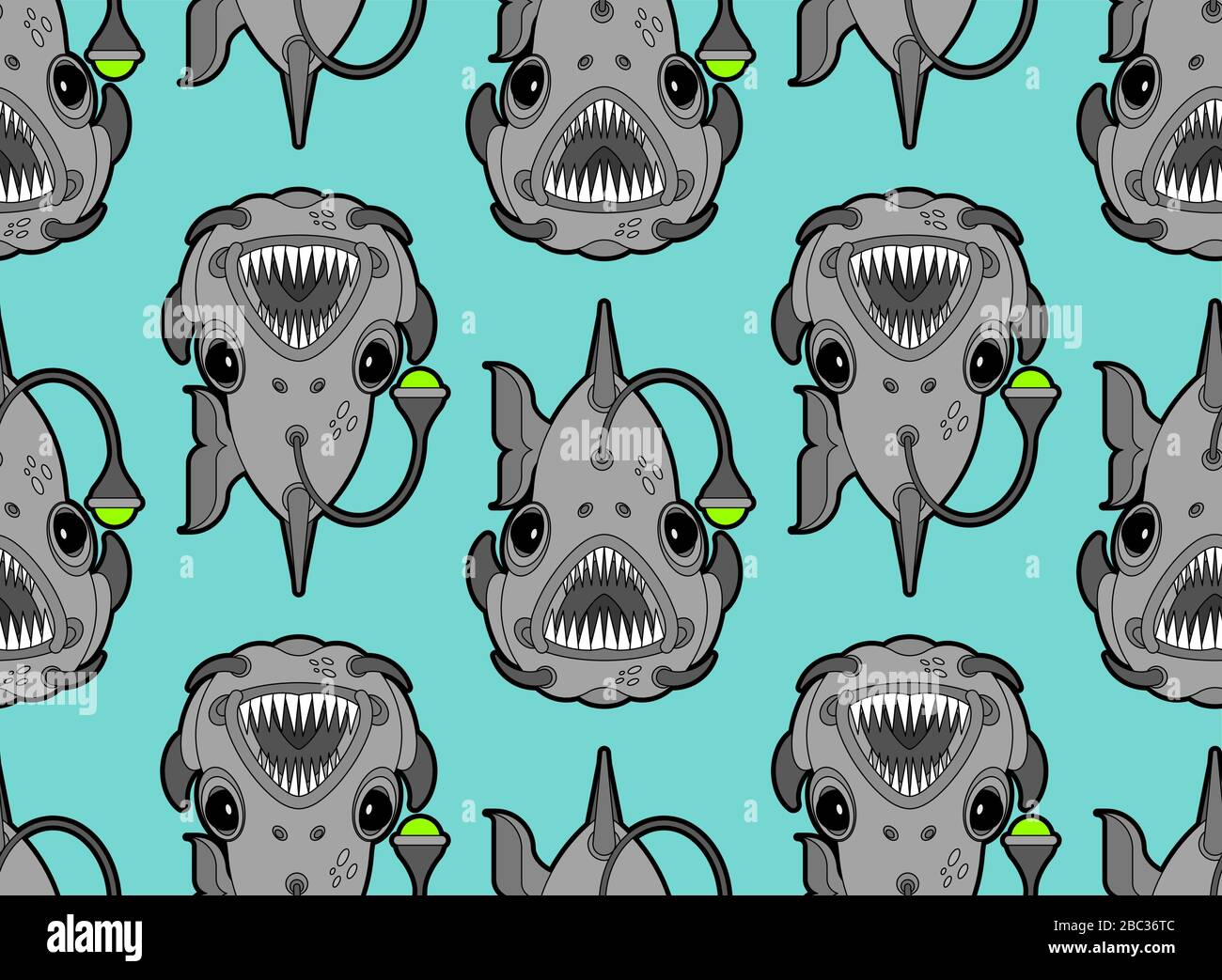 Deep sea fish pattern seamless. Angler background. vector texture Stock ...