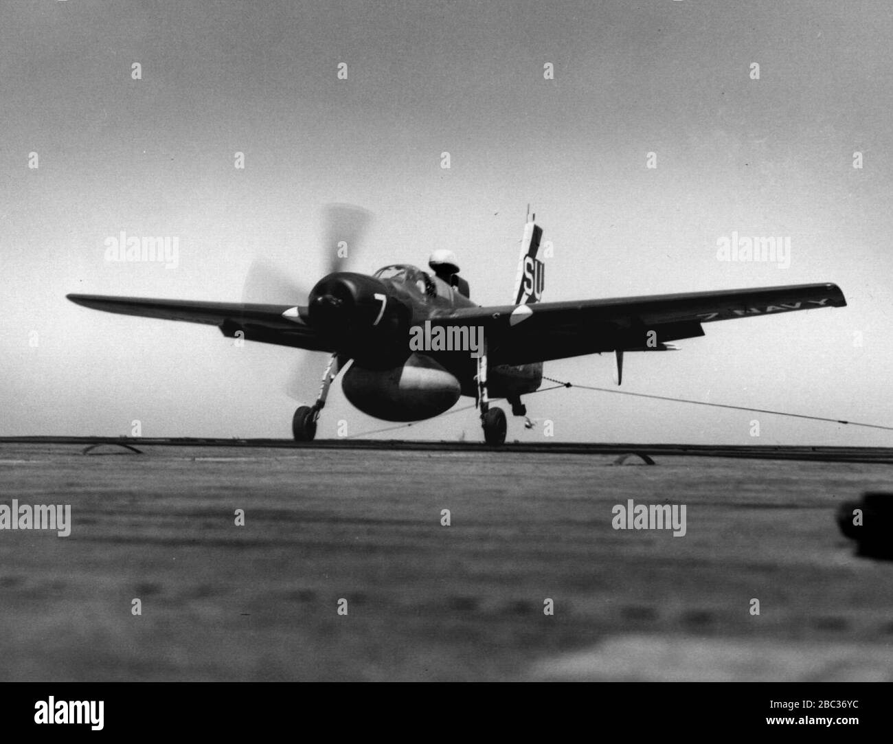 Grumman AF-2W Guardian of VS-37 lands aboard the USS Princeton (CVS-37 ...
