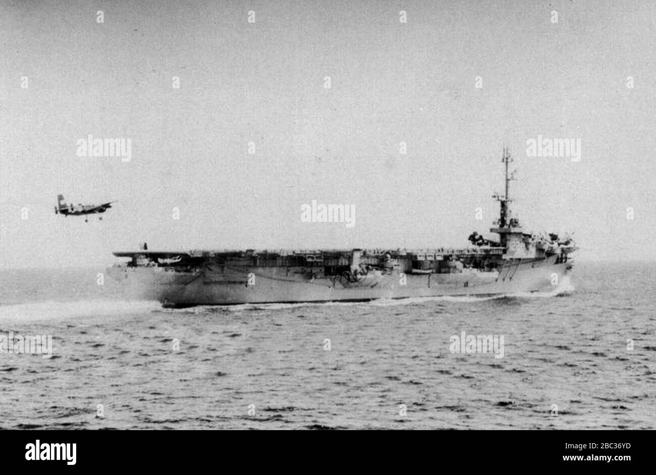 Grumman AF-2S Guardian of VS-31 approaching USS Palau (CVE-122) in 1952 ...