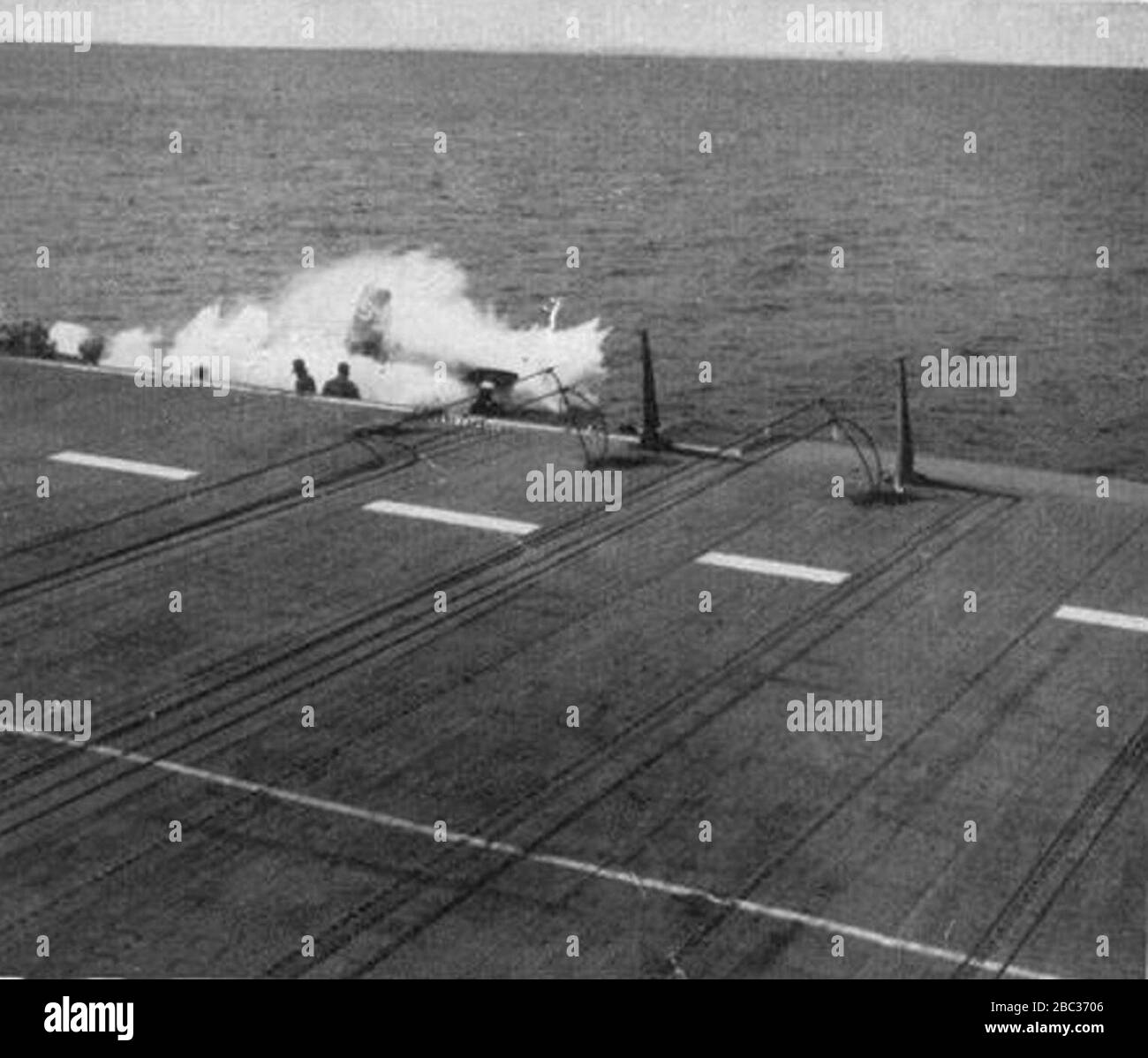 Grumman AF-2W Guardian of VS-25 crashes off USS Bairoko (CVE-115) circa ...