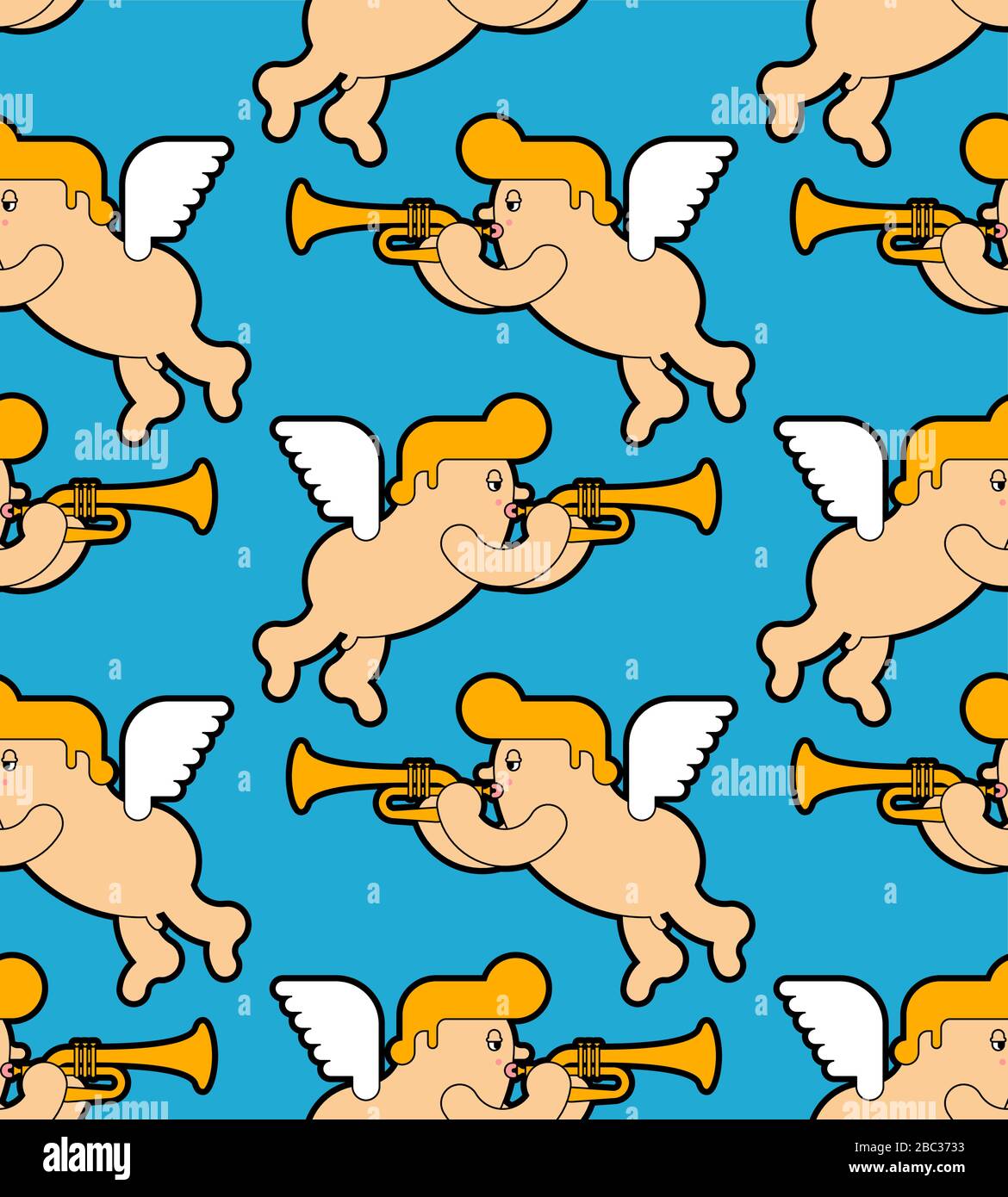 Cupid pattern seamless. Little angel cartoon background. Valentines Day ...