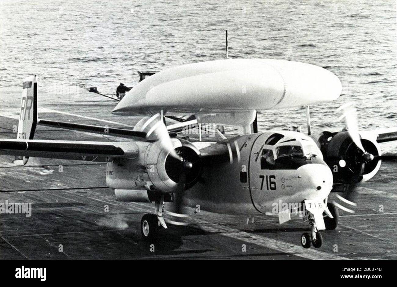 Grumman E-1B Tracer of VAW-111 Det.12 landing aboard USS Hornet (CVS-12 ...
