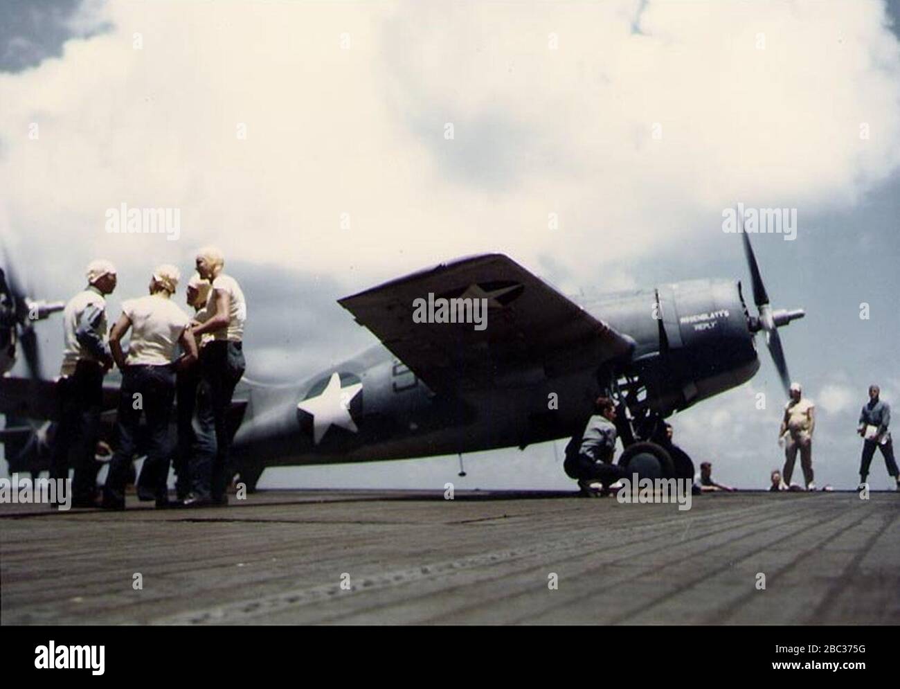 Grumman F4F-4 Wildcat of VGF-27 aboard USS Suwanee (ACV-27) circa in ...