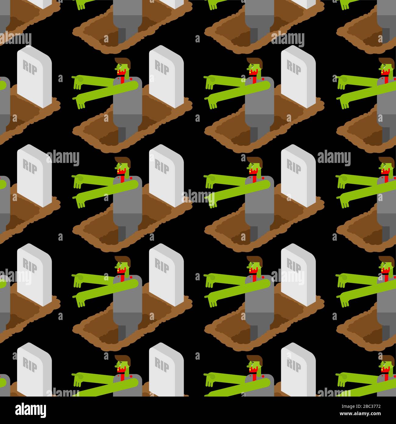 Zombie pattern seamless. Zombies got up from grave. Halloween ...