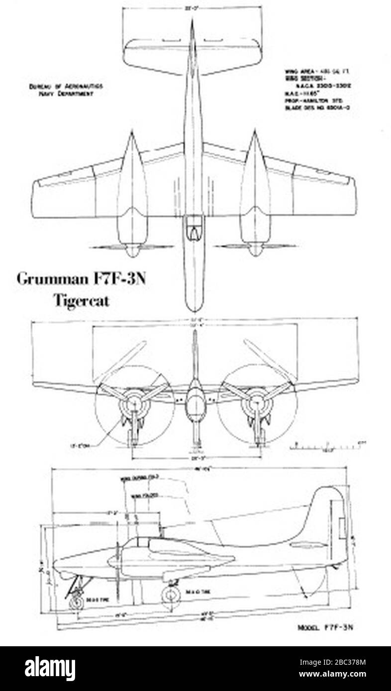 Grumman F7F-3N drawing Stock Photo - Alamy