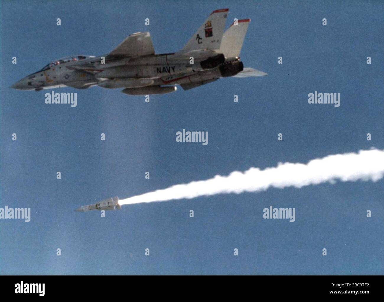 Grumman F-14A Tomcat of VF-11 launches AIM-54 Phoenix missile, in 1982 ...