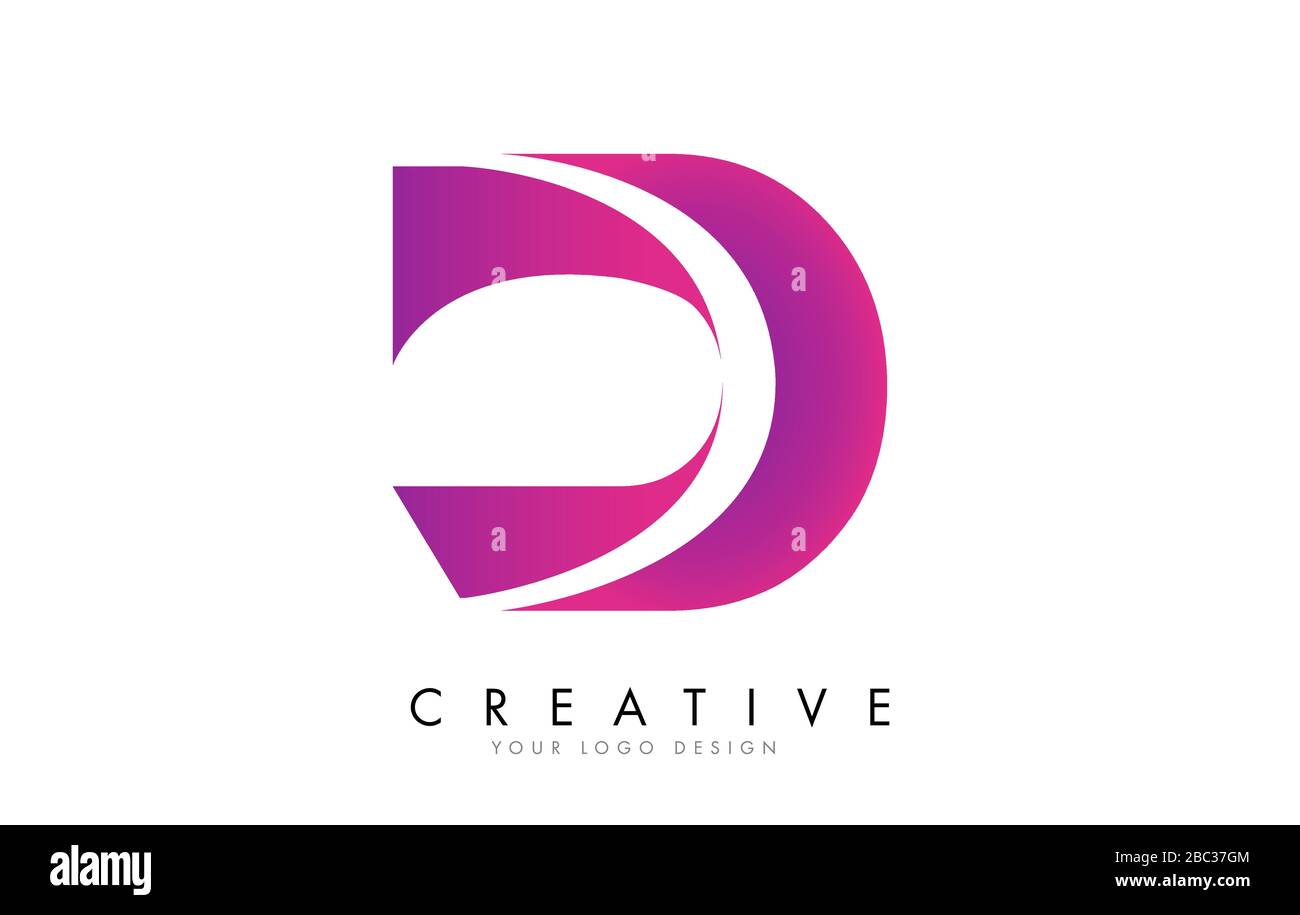 D Letter Logo Design with 3D Ribbon Effect and Bright Pink Gradient ...