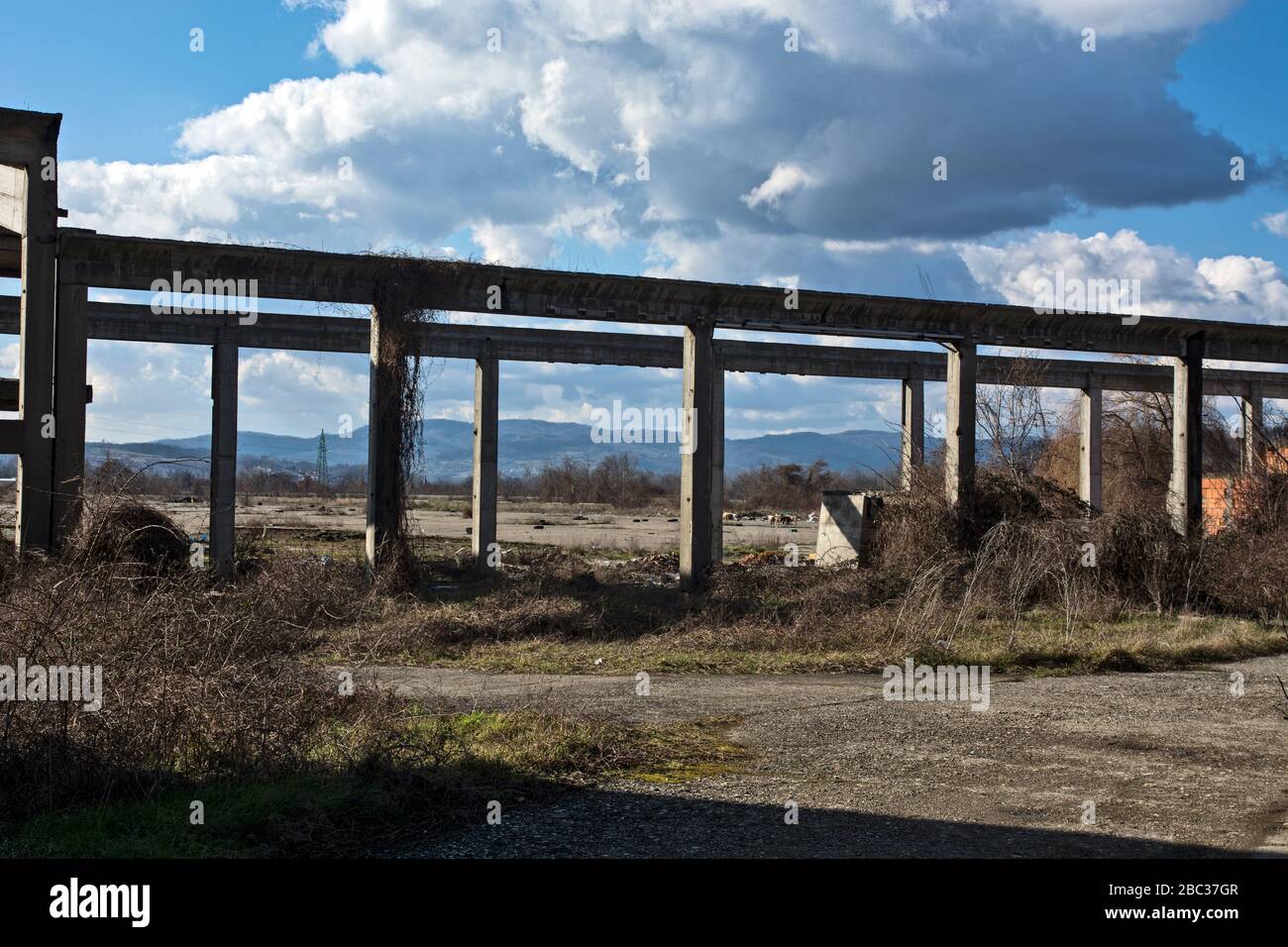 Devastated viscose factory in Serbia in the town of Loznica. Once a ...