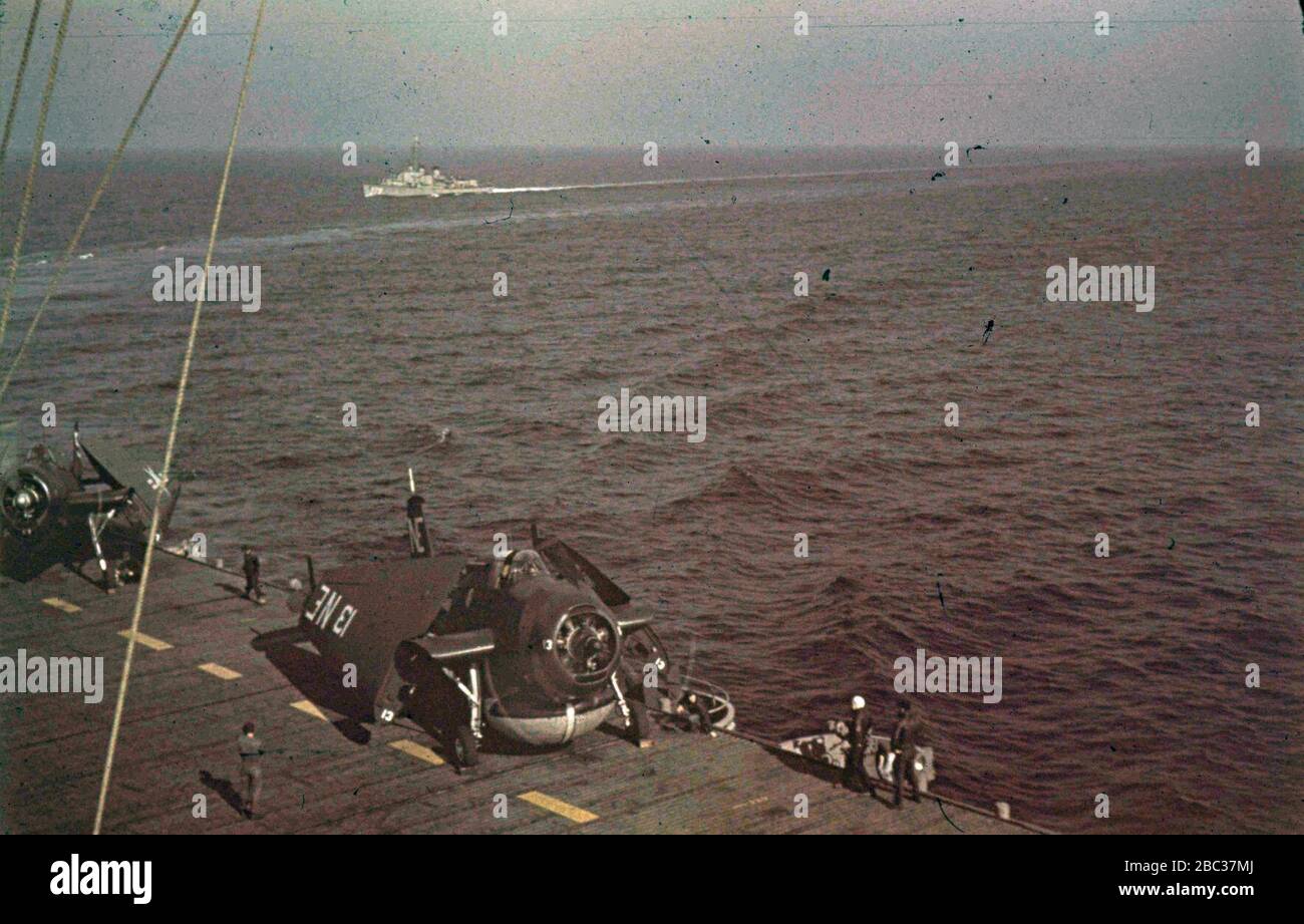 Grumman TBM-3W Avenger of VC-12 aboard USS Siboney (CVE-112), in 1949 ...