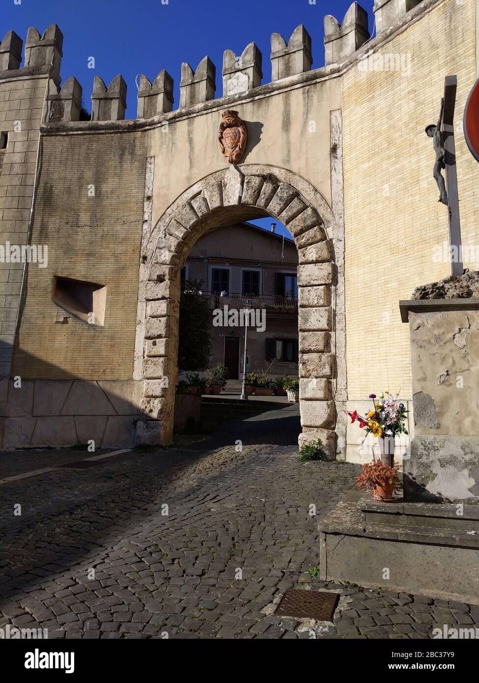 Porta Romana ancient gate in Genazzano town, Italy Stock Photo - Alamy