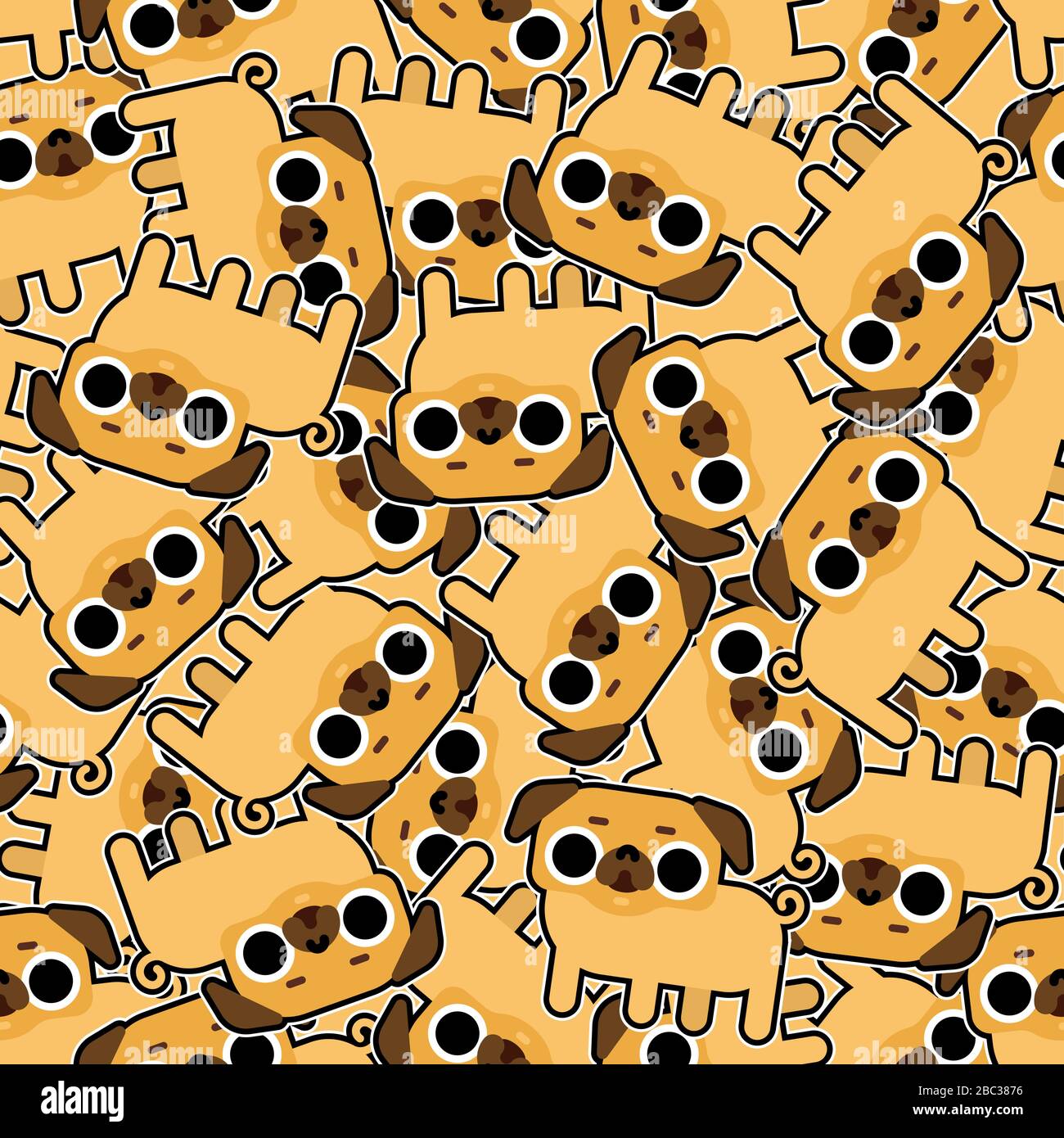 Cute Pug pattern seamless. nice dog background. Pet vector texture ...