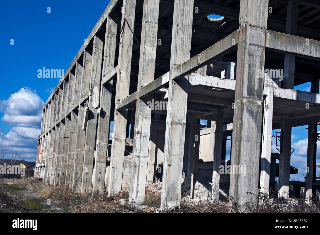 Devastated viscose factory in Serbia in the town of Loznica. Once a ...