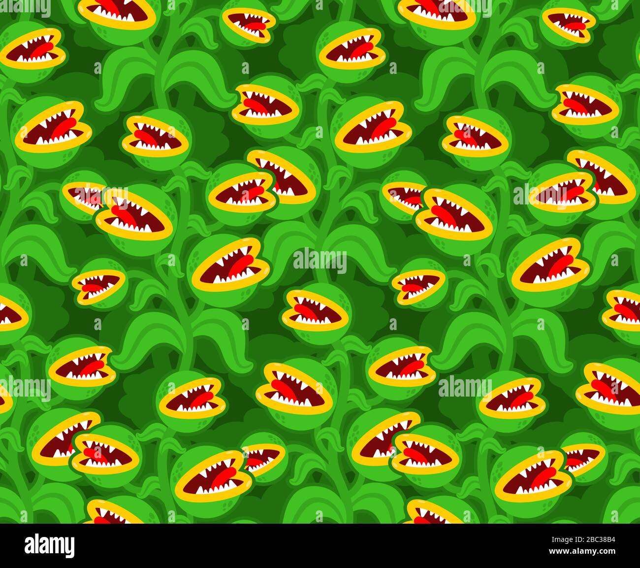 Flytrap monster plant pattern seamless. Flower predator Carnivorous ...