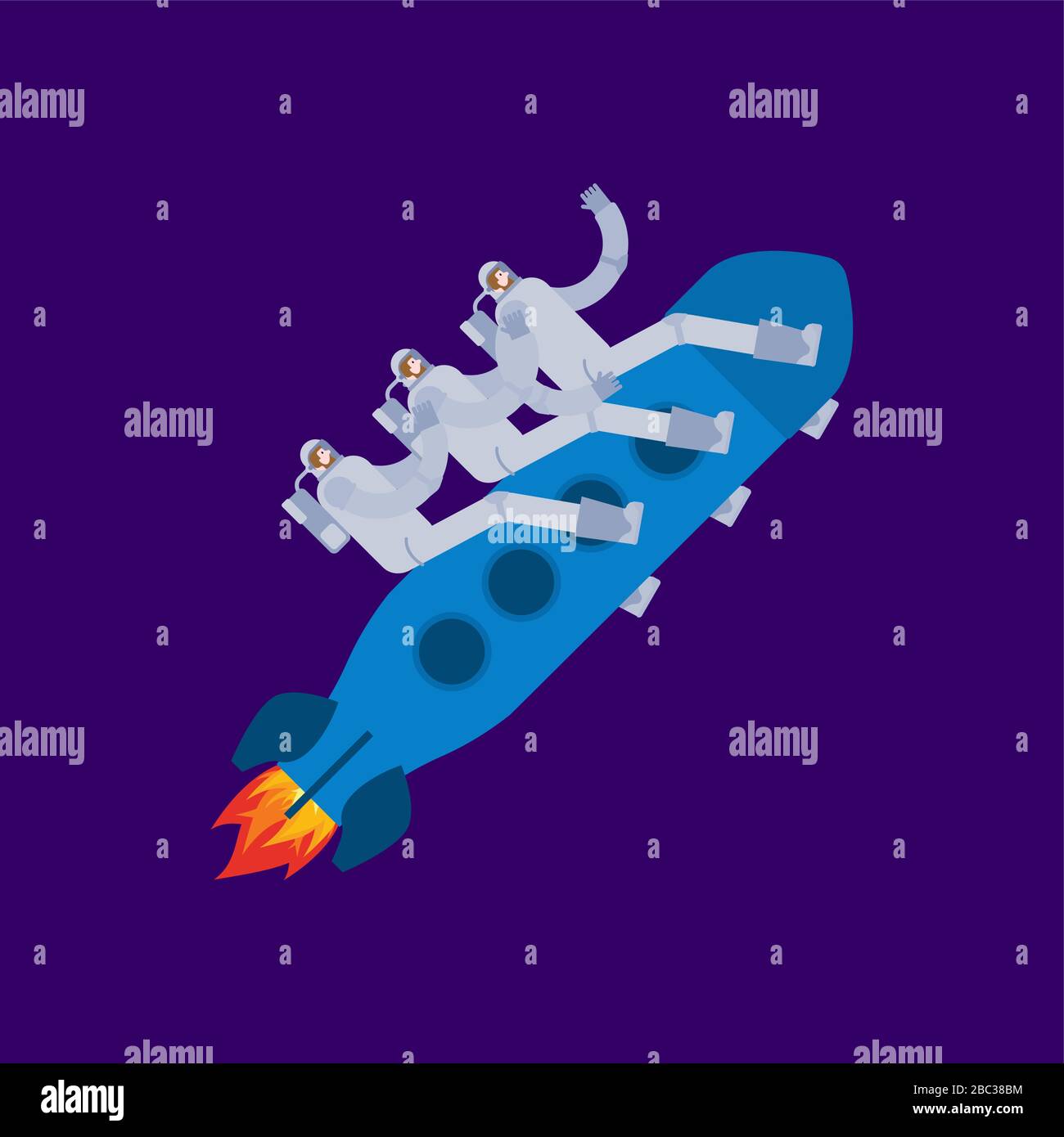 Astronaut flying on rocket into space. Spaceman cartoon vector ...