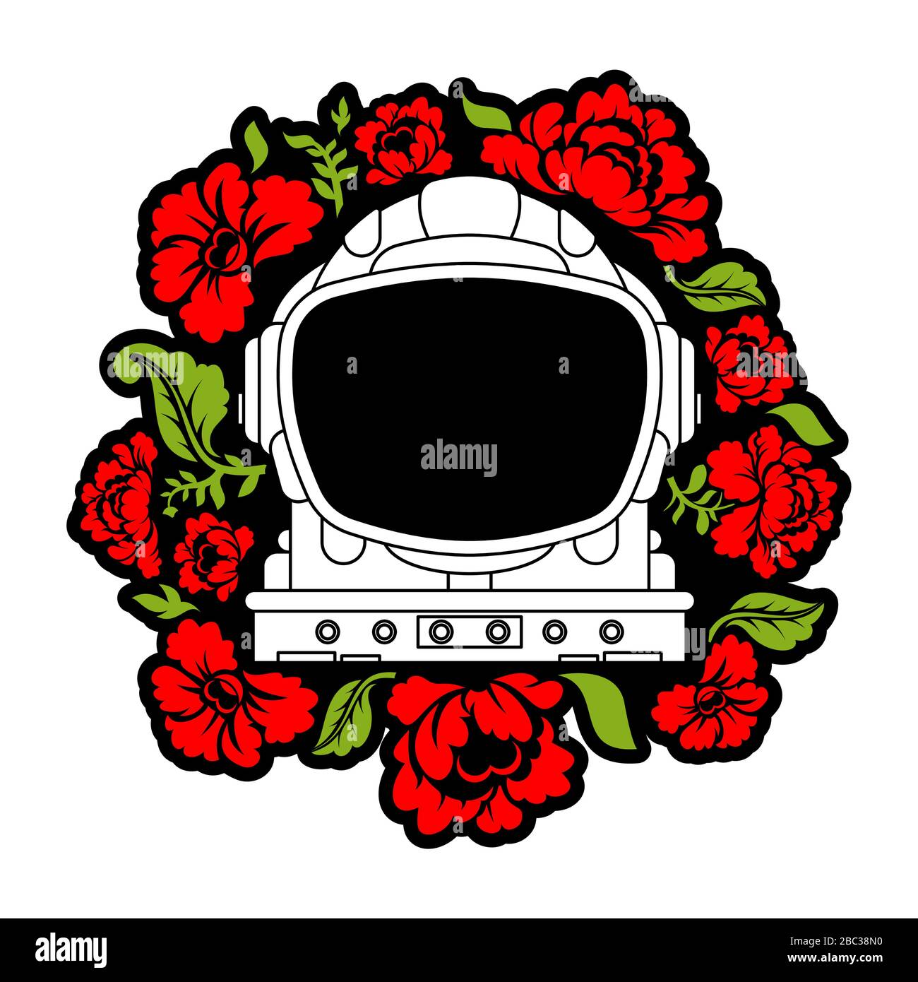 Astronaut helmet And flowers. Spacesuit And roses. spaceman helmet And ...