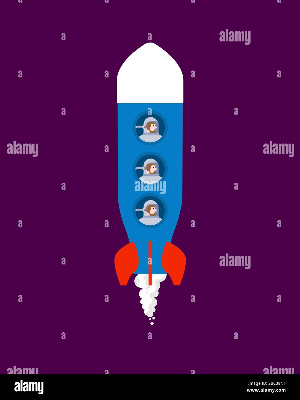 Russian space rocket. Astronaut on spaceship. Space program in Russia ...