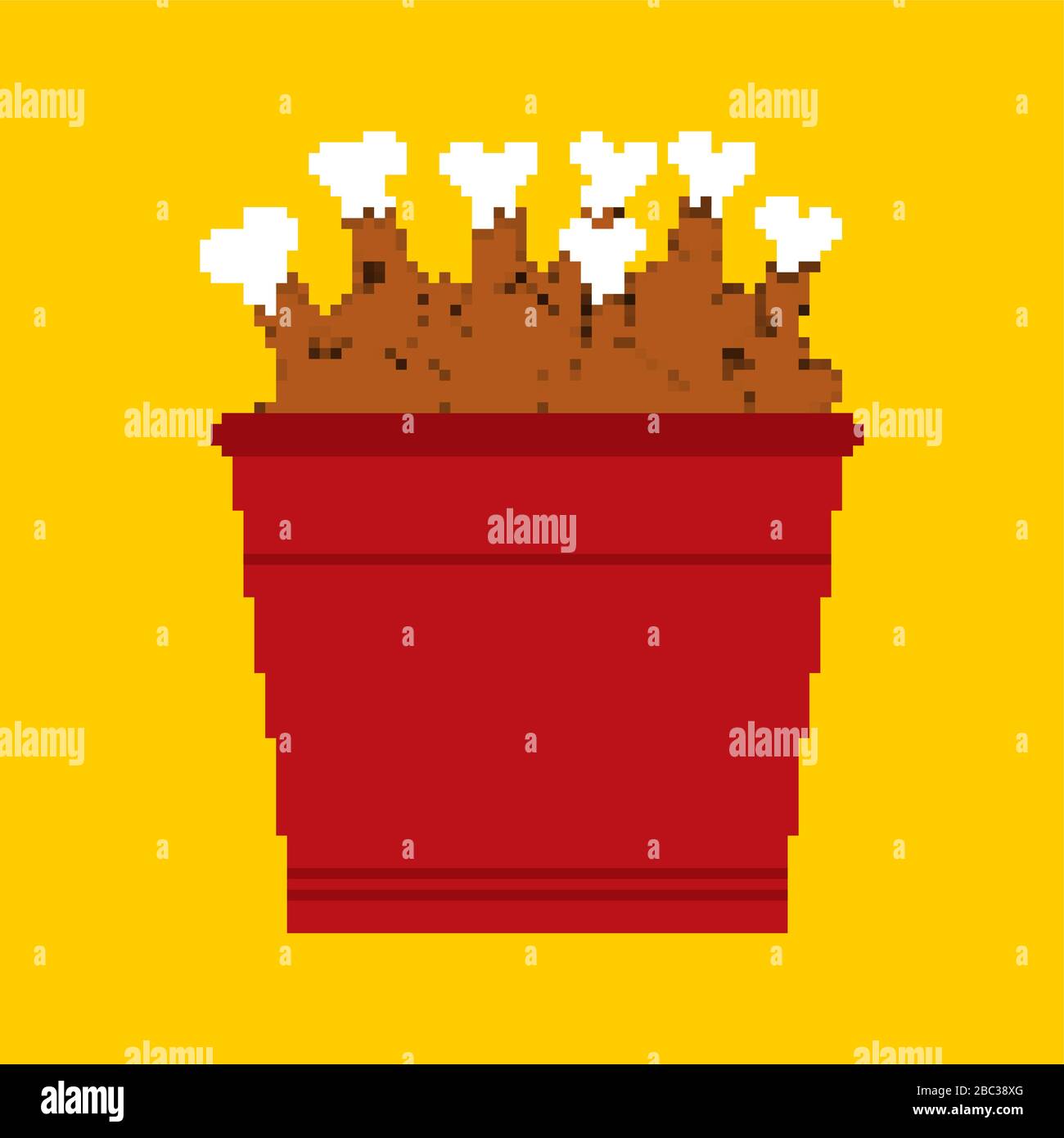 Bucket of fried chicken legs pixel art. 8 bit vector illustration Stock ...