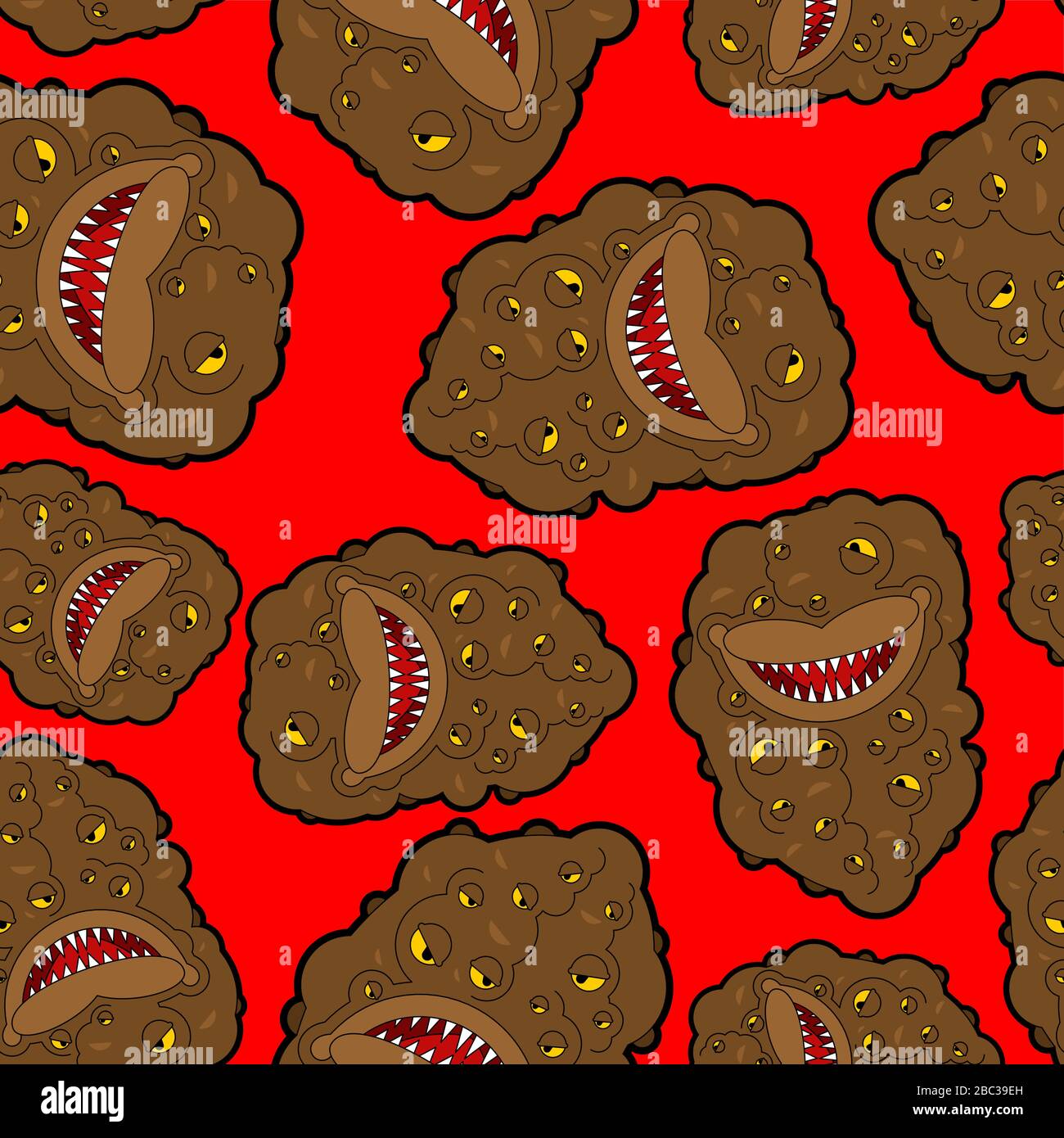 Potatoes monster GMO pattern seamless. Angry Vegetable with teeth ...